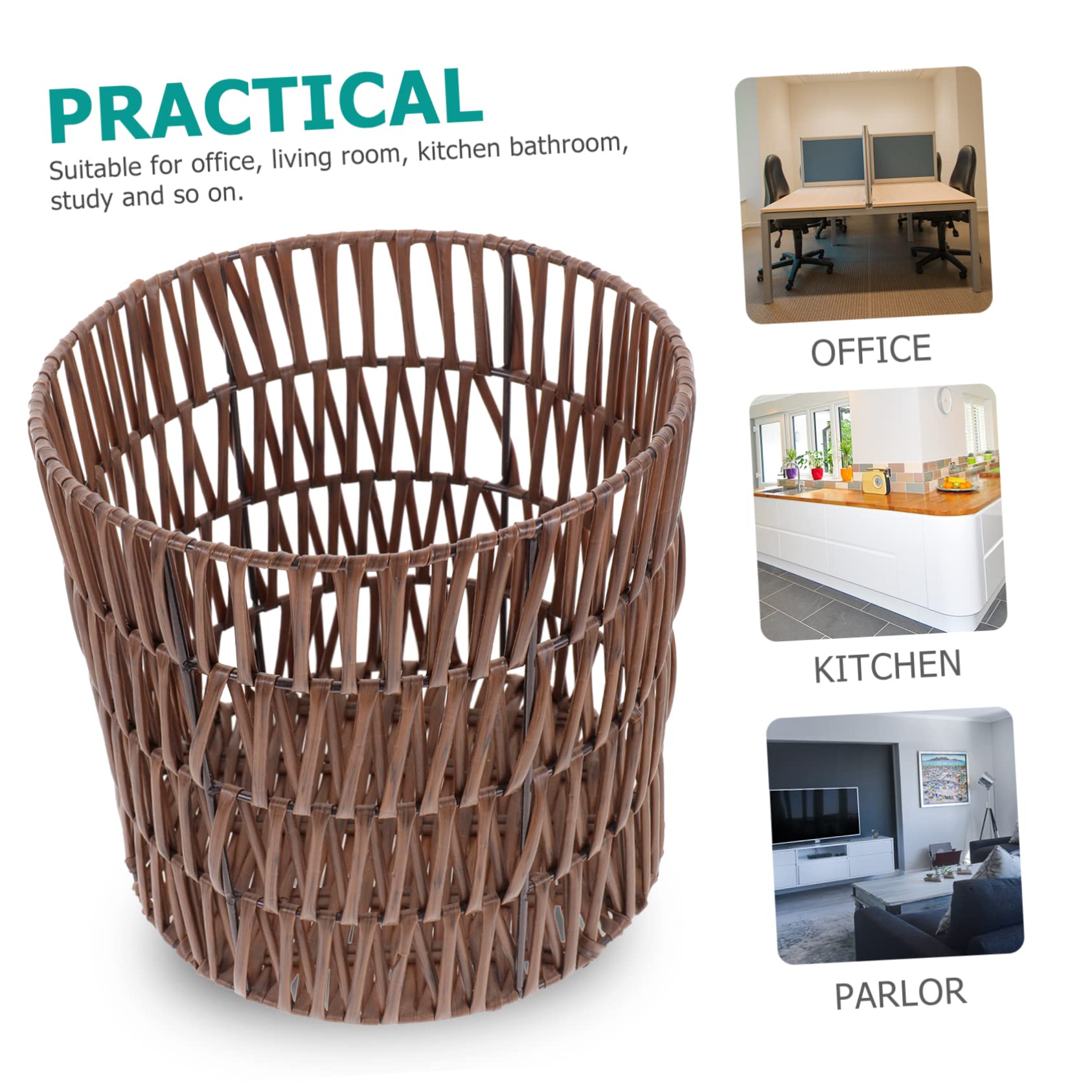 Amosfun 2pcs Hollow Storage Basket Rolling Laundry Hamper Wastebaskets Waste Basket Laundry Basket Wicker Laundry Hamper Basket Nursery Storage Bins Easter Towel Basket Baby Iron Handmade