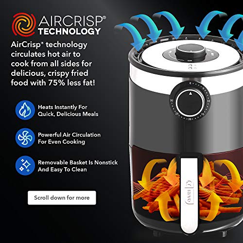 Dash DCAF250GBAQ02 AircrispÂŽ Pro Compact Air Fryer + Oven Cooker with Temperature Control, Non Stick Fry Basket, Recipe Guide + Auto Shut Off Feature, 2qt, Aqua
