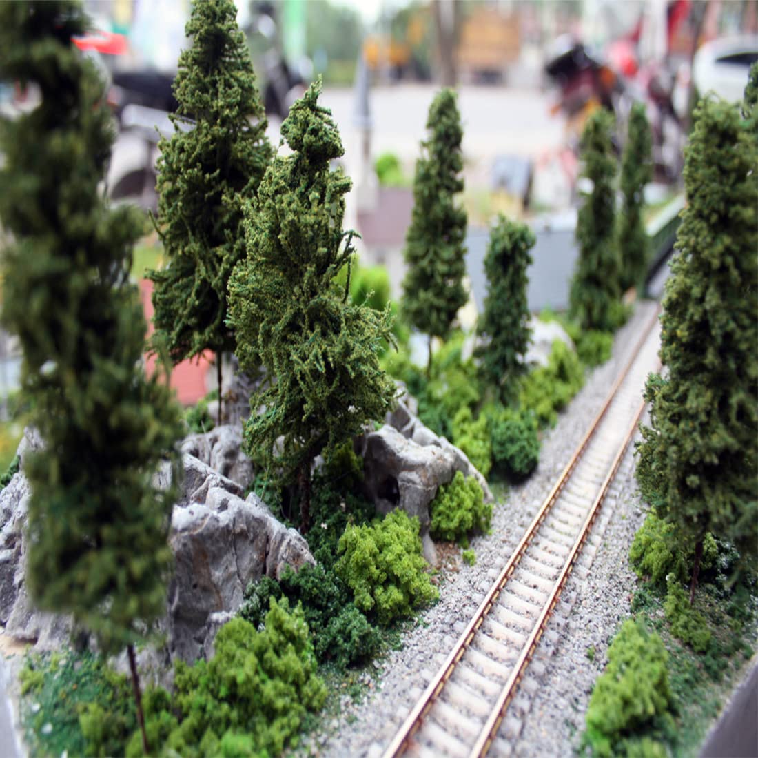 MARRTEUM Garden Landscape Model Dark Green Pine Tree 5 Inch(130 MM) Model Scene Accessory for Making Architecture Sand Table and Station Platform Model, 10 PCS
