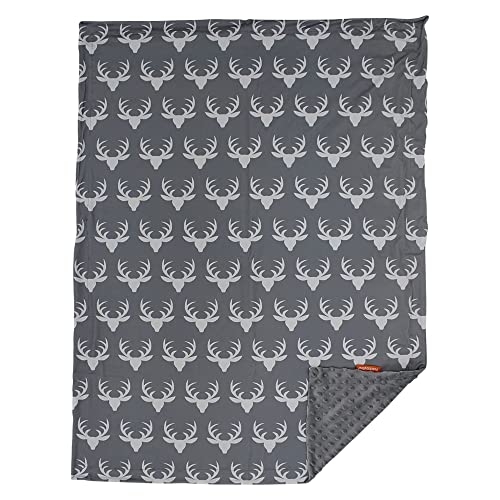 Dear Baby Gear Baby Blankets for Boys & Girls - Neutral Baby Blankets - Baby Girl Blanket & Baby Boy Blankets - Baby Blankets Unisex - Antlers Grey, Grey Blanket, No Ruffle 40x30 in