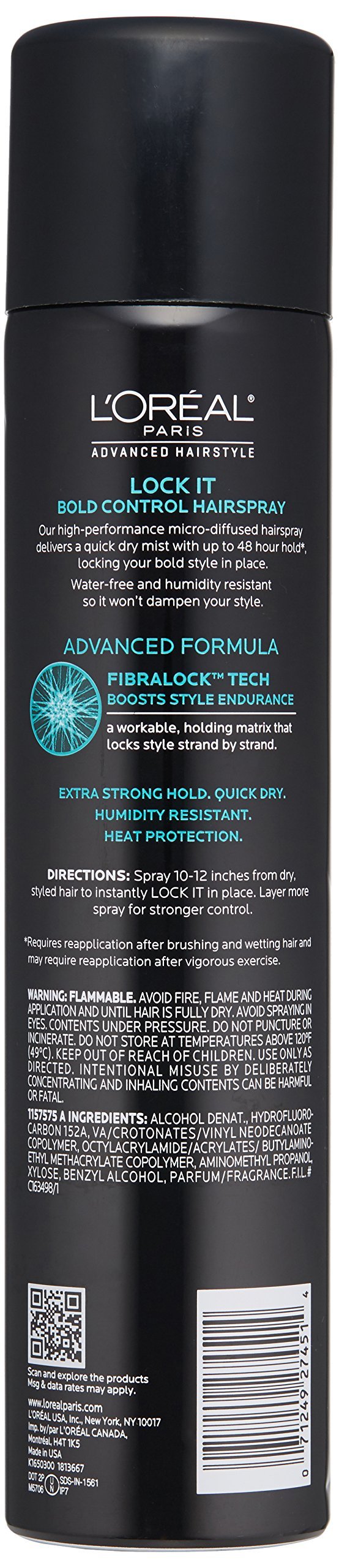 L'Oréal Paris Advanced Hairstyle LOCK IT Bold Control Hairspray, 8.25 oz.