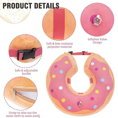 BINGPET Dog Cone Collar for Small Medium Large Dogs for After Surgery,Adjustable Dog Cone Inflatable Cone Collar,E Collar Dog Neck Donut Dog Cone Alternative After Surgery,Pink L