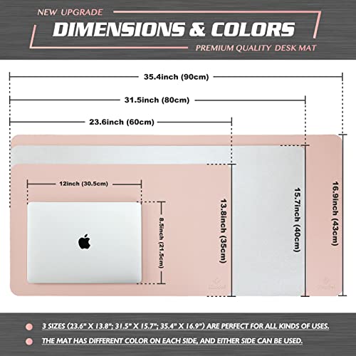 K KNODEL Desk Mat Waterproof for Desktop, Leather Desk Pad for Keyboard, Mouse Pad Protector for Office and Home (Pink, 31.5" x 15.7")