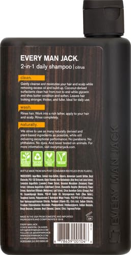 Every Man Jack Daily Shampoo, Citrus, 13.5-ounce (Pack of 1), 91306
