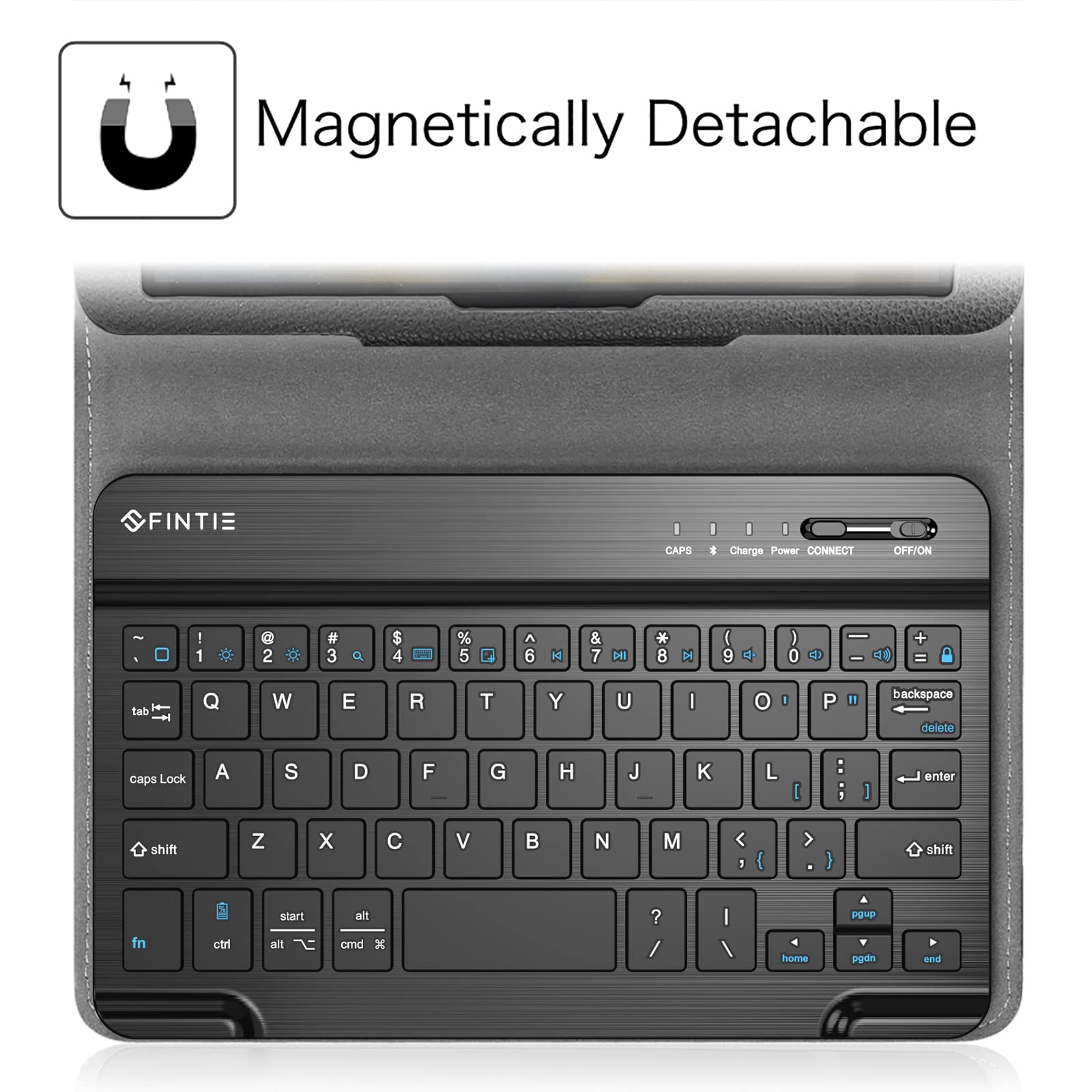 Fintie Folio Keyboard Case for Samsung Galaxy Tab A 8.0 2018 Model SM-T387, Premium PU Leather Stand Cover with Removable Wireless Bluetooth Keyboard, Black