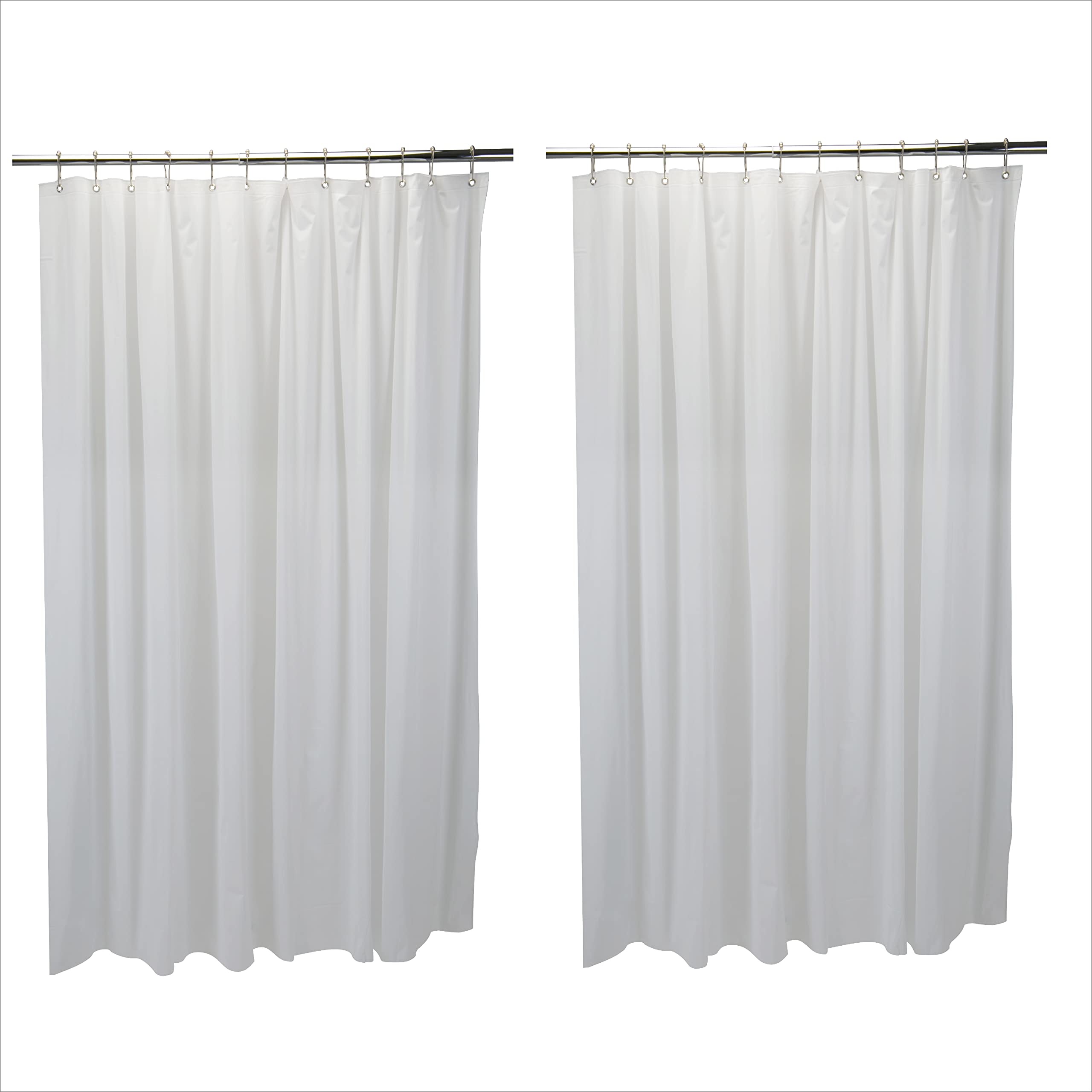 Bath Bliss 2 Pack Sanitized PVC Deluxe Heavy Weight Shower Curtain Liner | 6G | 70" x 72" | Rust Resistant Copper Grommets | Magnetic Hem | Reinforced Mesh Header | White
