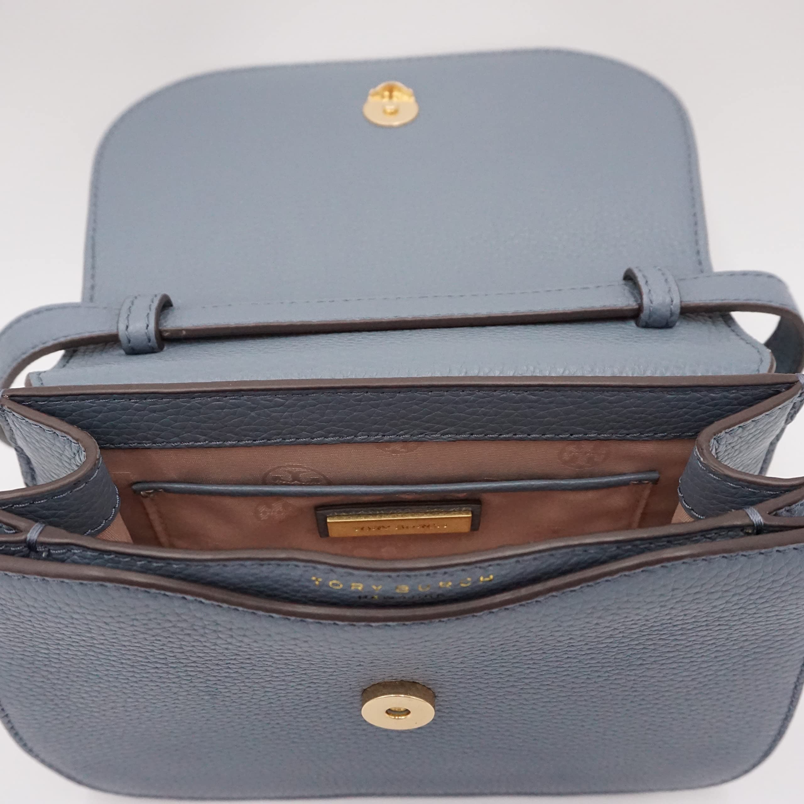 Tory Burch 86838 Brunnera Blue With Gold Hardware Women's Britten Small Saddle Bag