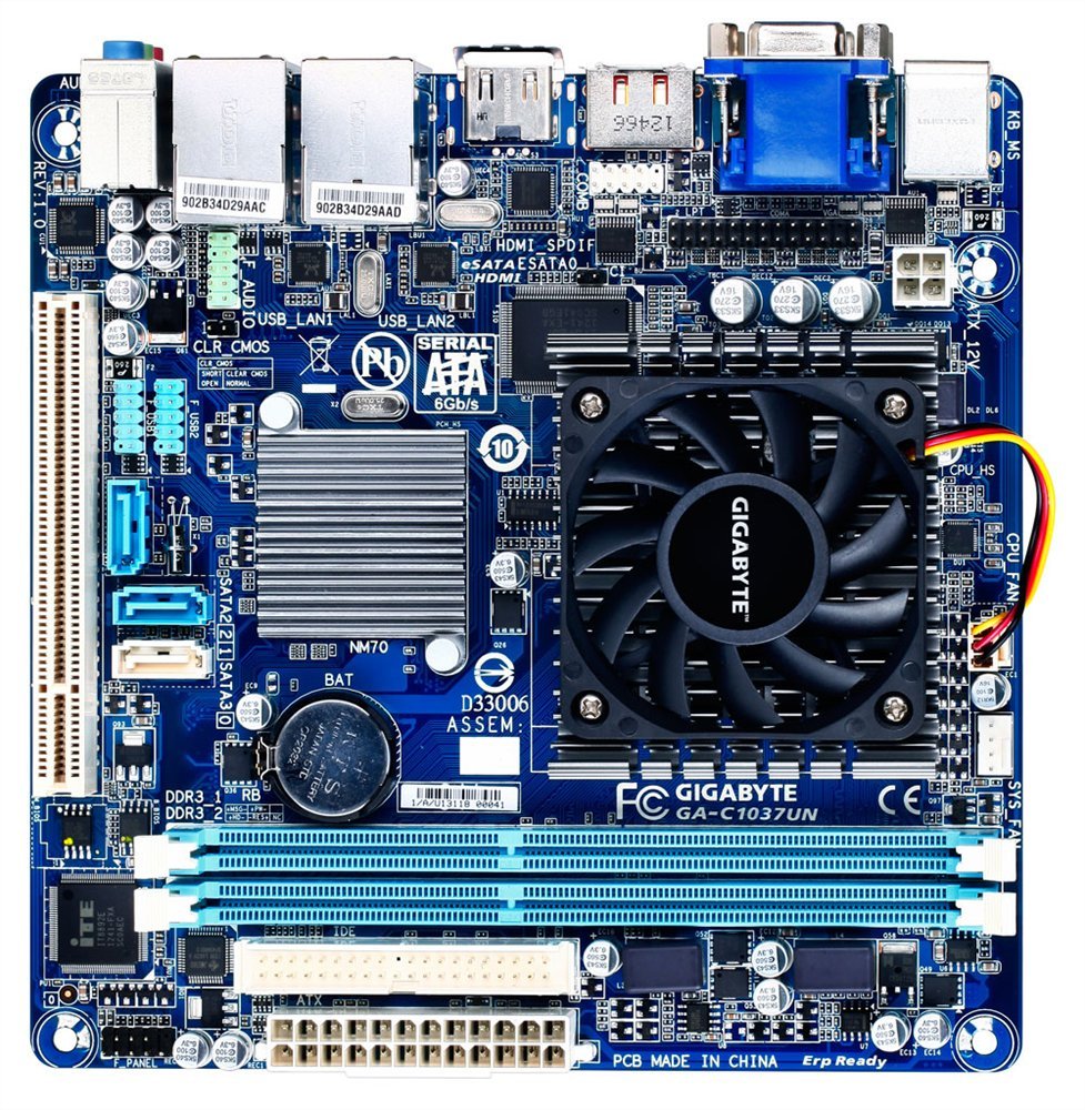 Gigabyte GA-C1037UN Combo NM70 CELERON C1037 MAX-16GB DDR3 MITX PCIE VID
