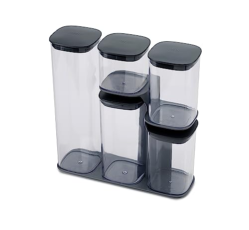 Joseph Joseph Podium Dry Food Storage Container Set with Stand, 5-piece, Gray