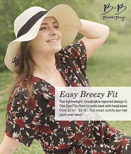 Brook + Bay Embroidered Summer Hats for Bachelorette Party - Floppy Sun Hats for Bridal Shower - Women Beach & Vacation Hat Hello Sunshine