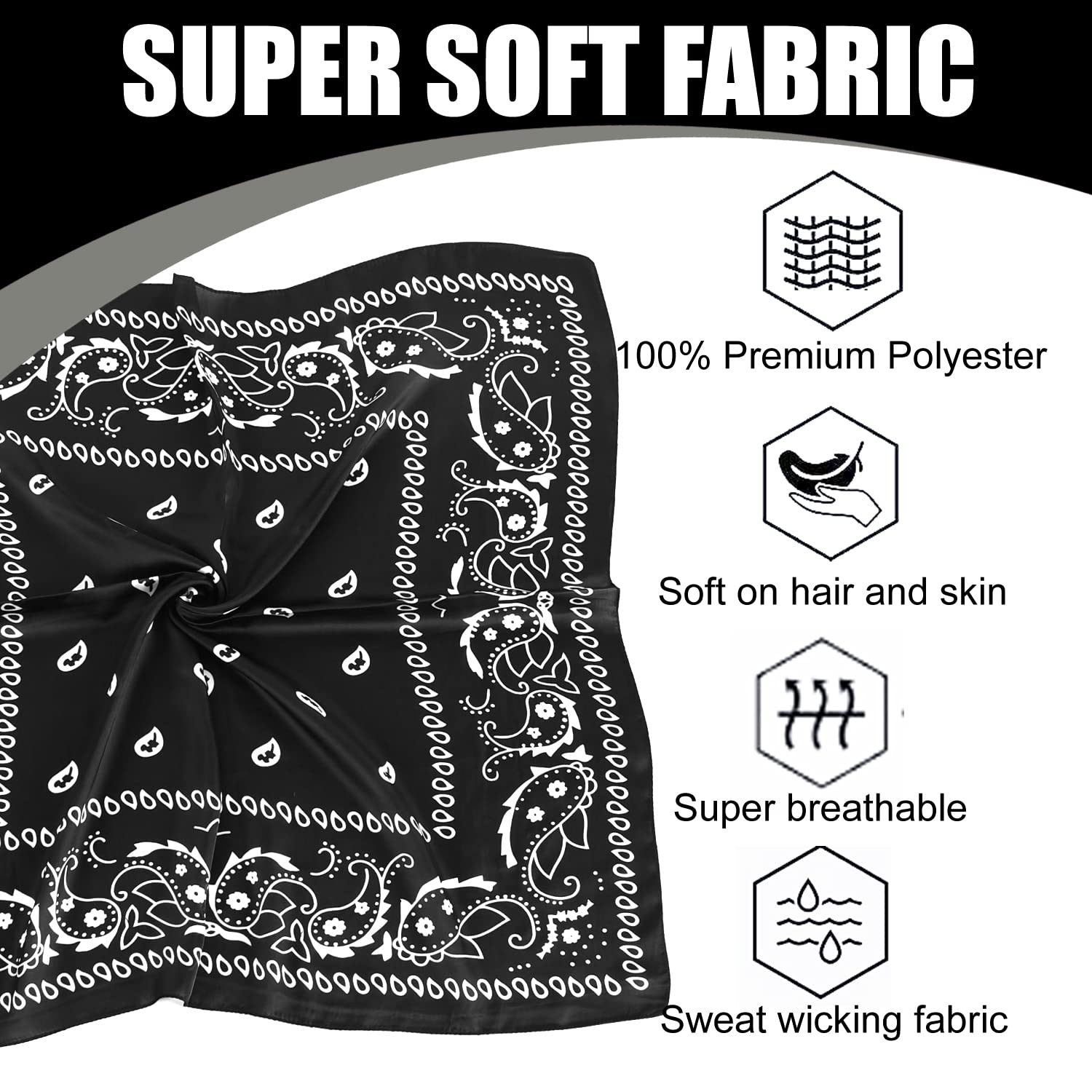 5 pcs Silk Bandanas for Women Hair Scarf, Silk Scarf for Hair Feeling Silk Scarf