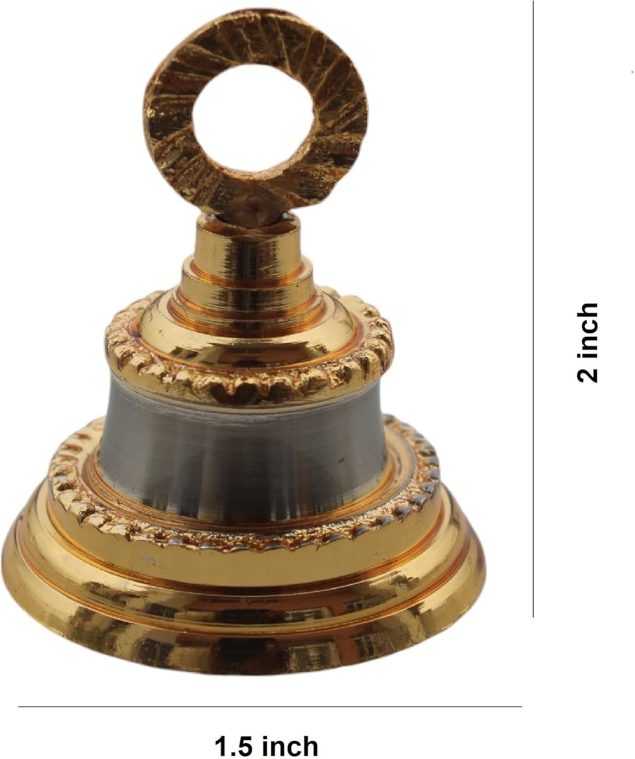 HANDTECHINDIA Brass Silver Plated 2 '' Bells Christmas Decoration Jingle Bell Sleigh Bell Jingle Bell Crafts Christmas décor Home décor Elephant décor Bells Musical Instrument Accessory. (10)