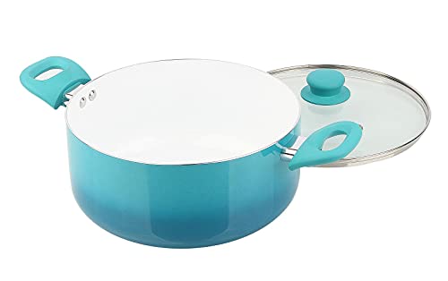 Ceramic Nonstick 12 Piece Cookware Set,Teal Ombre Pots and pans set Kitchen cookware sets Cast iron pan Cookware sets Pots and pans Nonstick pan Cast iron skillets,Blue,4378695