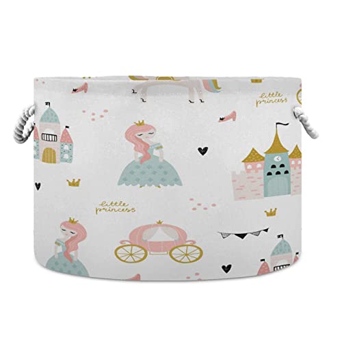 Kigai Princess Castle Cotton Rope Basket Large Collapsible Baby Laundry Basket Blanket Basket Kid's Toy Storage Basket Organizer for Nursery Bedroom Home Decor