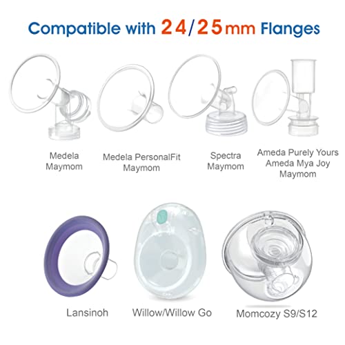 Maymom Flange 15mm Inserts Compatible with Medela, Spectra 24 mm Shields/Flanges, Momcozy/Willow Wearable Cup. Compatible with Medela Freestyle, Harmony, to Reduce 24mm Down to 15 mm; 2pc/Each