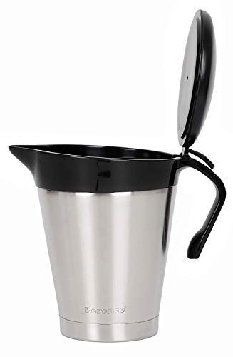 Rorence Stainless Steel Double Insulated Gravy Boat Sauce Jug with Hinged Lid for Thanksgiving Dinner - 32 Oz