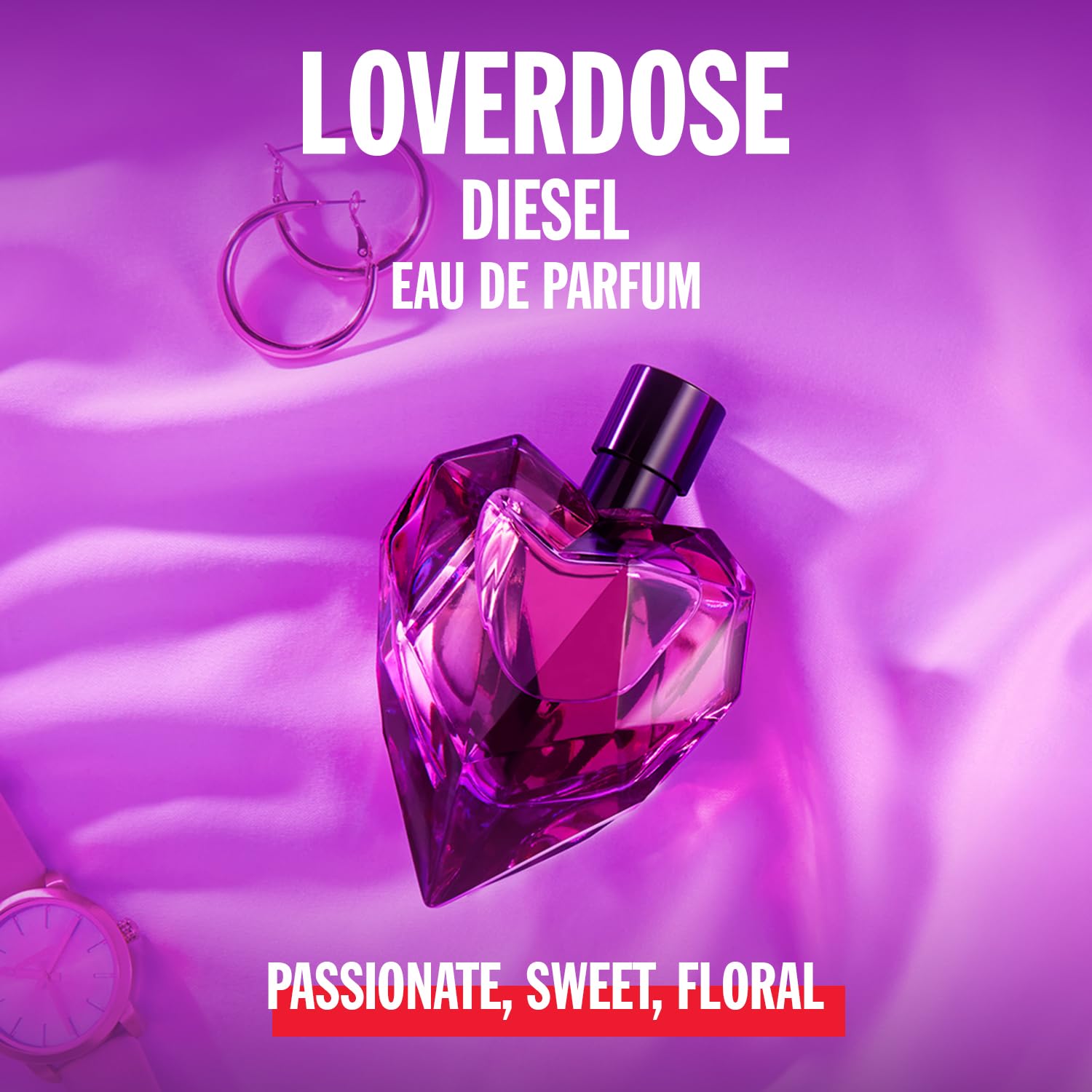 Diesel Loverdose, Eau de Parfum for Women, Oriental Scent With Notes of Mandarin, Sambac Jasmine & Vanilla, 1 Fl. Oz.