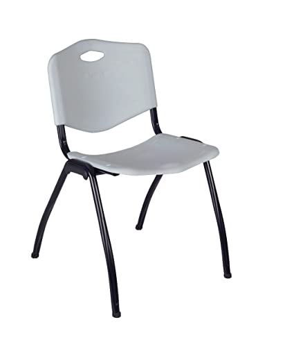 Kee 36" Square Breakroom Table- Maple/ Black & 4 'M' Stack Chairs- Grey