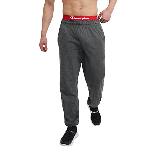 Champion Men's Everyday Fitted Ankle Cotton Pants, 31.5" Inseam, Cotton Knit Pants Left Hip "C" Logo, Cotton Warm-Up Pants