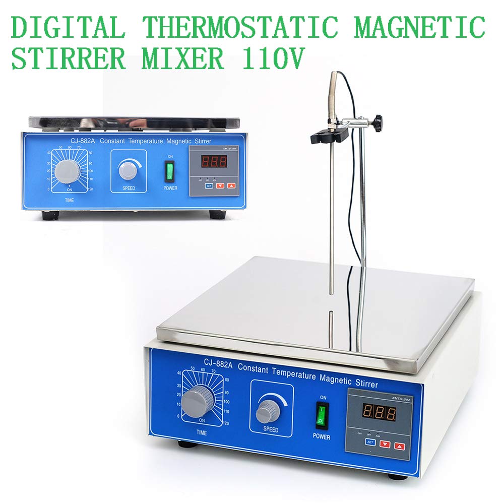 HinLIaDa Magnetic Stirrer, 10L 300W Hot Plate Stirrer, Thermostatic Magnetic Stirrer, Digital Heating Lab Mixer Hot Plate, 1250 RPM Magnetic Stir Plate with Temperature Control & Timing Adjusting