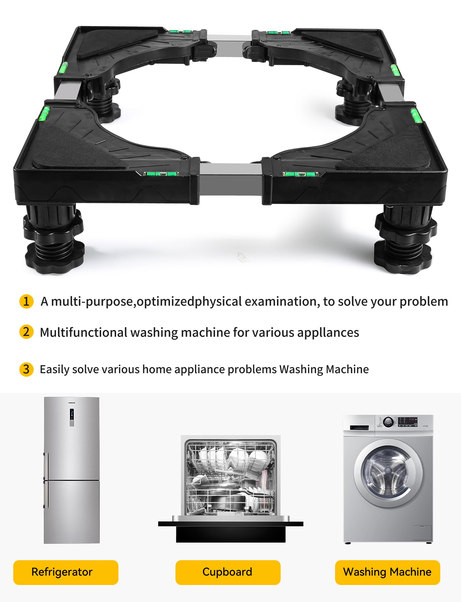 Adjustable Mini Fridge Stand, Mini Fridge Organizer Accessories Universal Stand, Mini Fridge Cabinet, Mini Fridge Stand with Storage, for Dryer, Washing Machine, Refrigerator Furniture Sliders