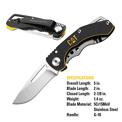 CAT980010 Caterpillar Framelock, Black G10 Handle, 2"