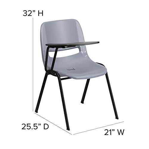 Flash Furniture HERCULES Gray Ergonomic Shell Chair with Right Handed Flip-Up Tablet Arm