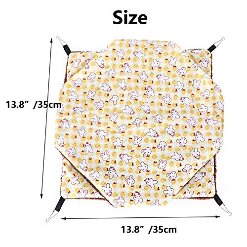 Tfwadmx Rat Double Hammock, Ferret Bunkbed Warm Fleece Hanging Bed Pet Cage Accessories Toys for Sugar Glider Degu Guinea Pig Gerbil Chinchilla Squirrel Hamster Mouse Mice(13.8x13.8 in)