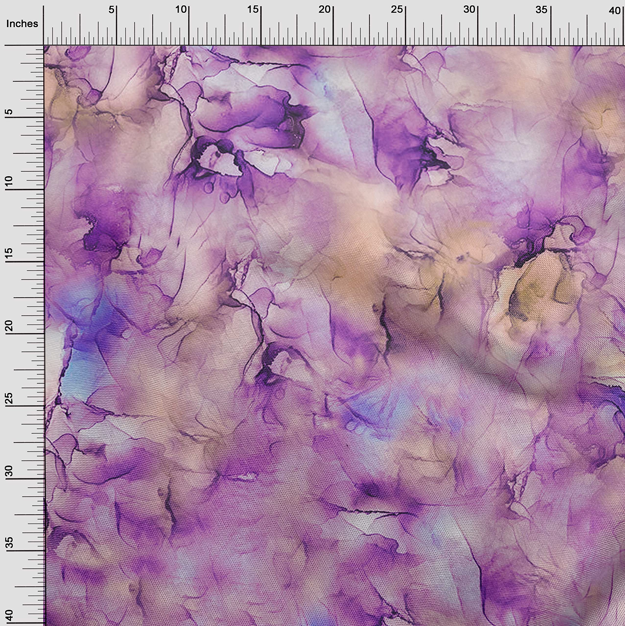 oneOone Cotton Cambric Purple Fabric Abstract Floral Quilting Supplies Print Sewing Fabric by The Yard 42 Inch Wide