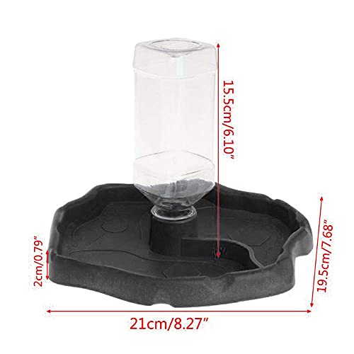 Tfwadmx Reptile Water Bottle, Turtle Food and Water Bowl Automatic Feeders Waterer Tortoise Dispenser Bottle Feeding Dish for Lizard Chameleon