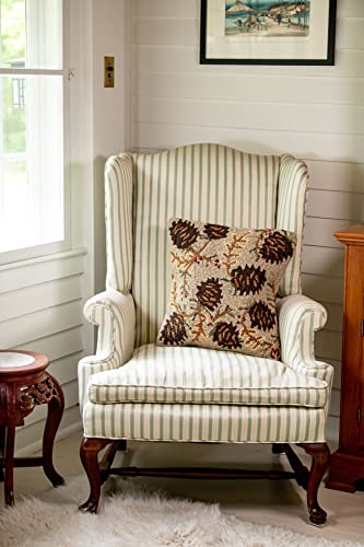 Chandler 4 Corners Artist-Designed Northwoods Cones Hand-Hooked Wool Decorative Throw Pillow (18” x 18”) Lake & Lodge Pillow for Couches & Beds - Easy Care & Low Maintenance - Square Cabin Pillow