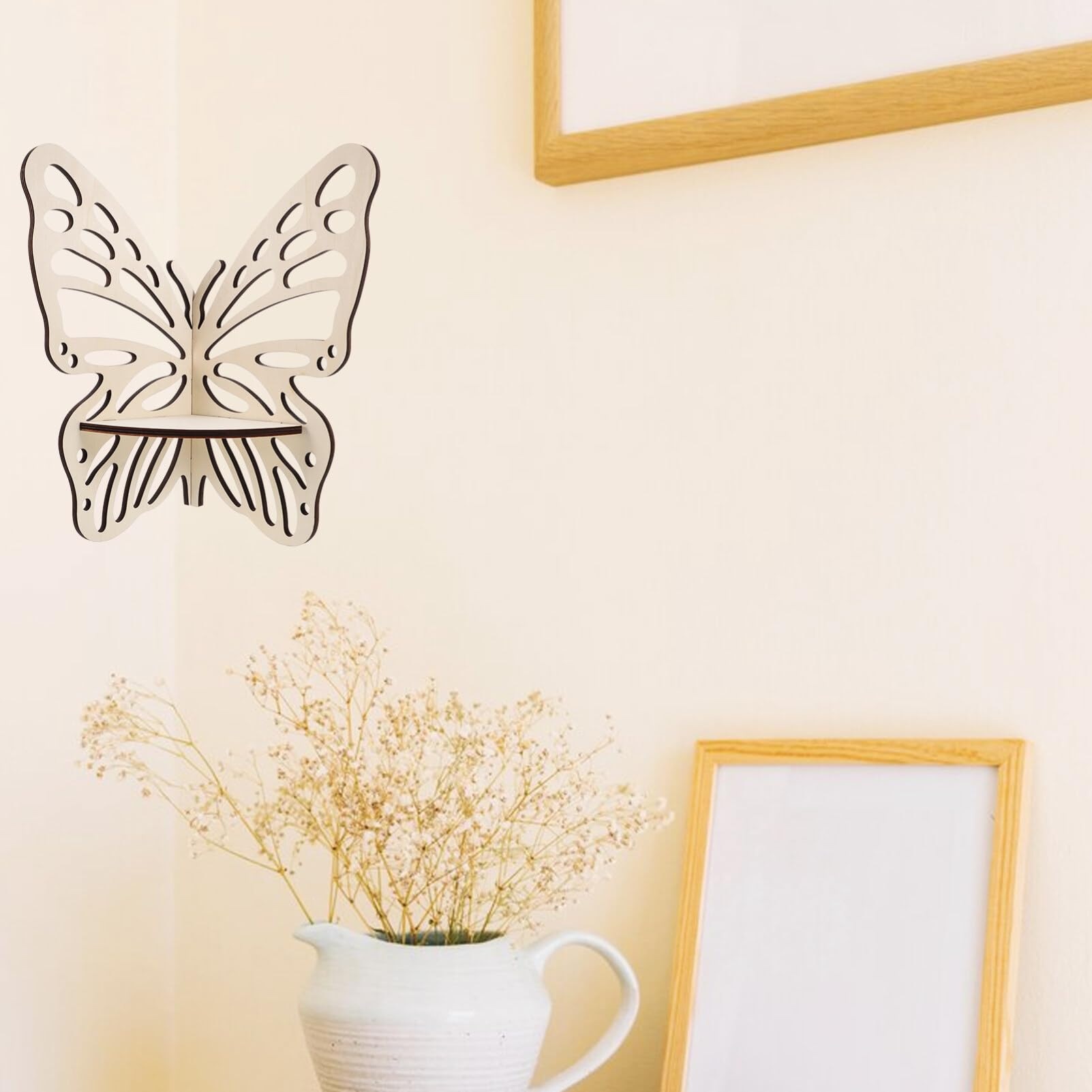 DEARMAMY Butterfly Corner Shelf Floating Shelf Display Shelf for Bedrooms Boho Cute Bathroom Kitchen Office Living Room Decor