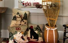 Chandler 4 Corners Artist-Designed Ski Hand-Hooked Wool Decorative Throw Pillow (18β x 18β) Ski Pillow for Couches & Beds - Easy Care & Low Maintenance - Square Winter Pillow for Cabins & Lodges