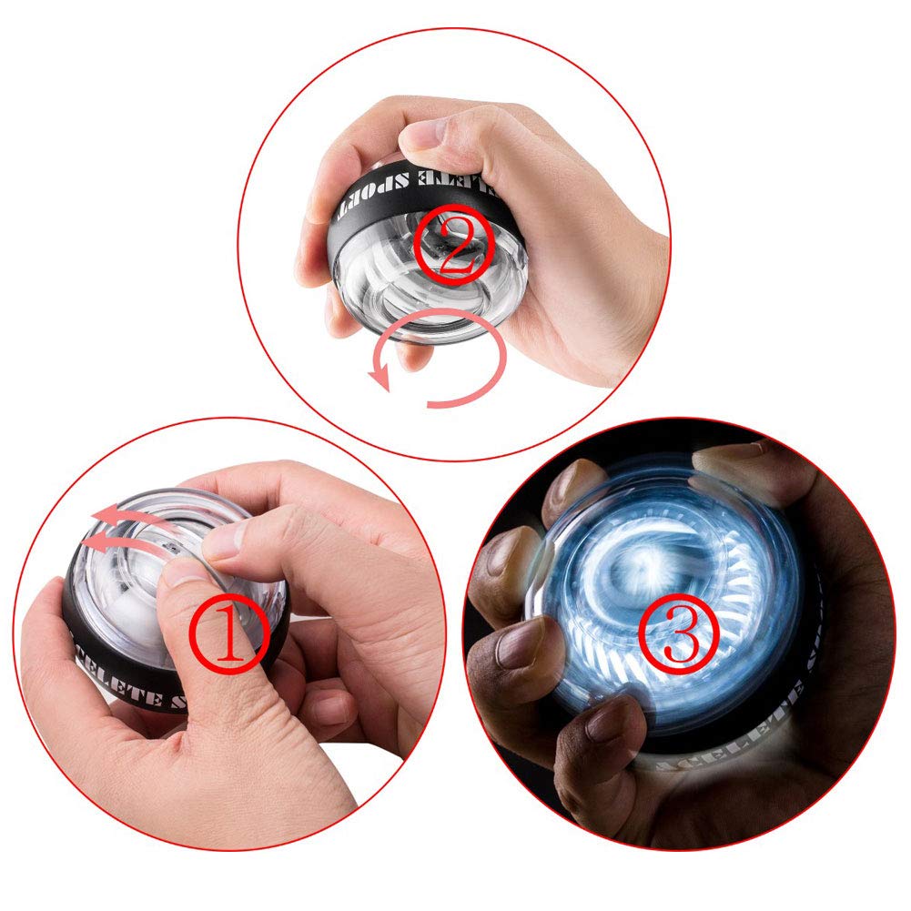 ACELETE Auto-Start 2.0 Gyro Ball Wrist Exerciser Gyroscope Ball Forearm Strengthener for Stronger Wrist Bones and Muscle with LED Lights(Blue)