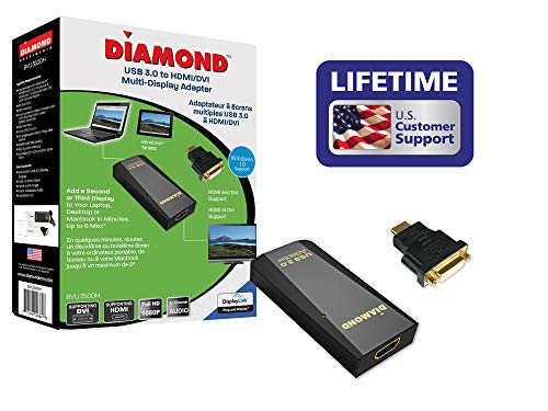 Diamond Multimedia BVU3500H USB/USB-C/TB3 to DVI/HDMI Video Graphics Adapter, Windows 11, 10, 8.1, 8, 7, XP, MAC OS and Android 5.0+