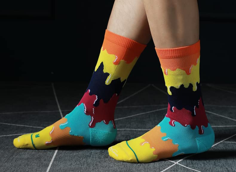 AHAKAC Men's Socks Rainbow Pride Athletic Fit for Sports Golf Skating Running Basketball Biking (Orange,Shoe Size 6-9)