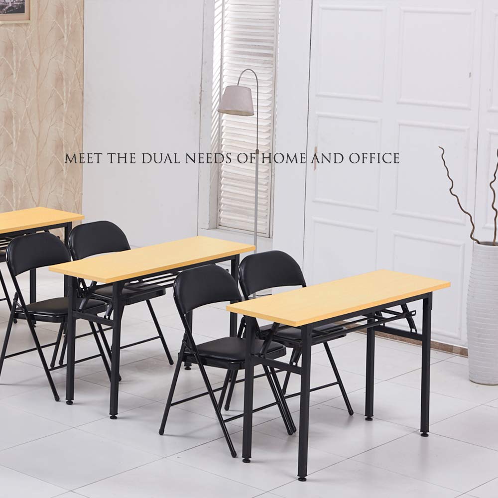 ANGIEHAIE Folding Computer Desks Home Office for PC/Laptop Small Student Writing Desk with Storage Drawer Without Assembly, Yellow