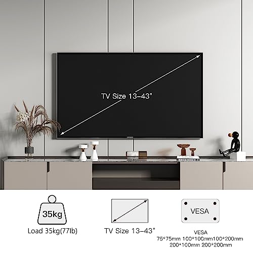 FORGING MOUNT Corner TV Wall Mount with 25.6inch Long Arm,Full Motion TV Mount Swivel and Tilt,Fit for 13-43”TVs,Monitor Wall Mount with Max VESA 200x200mm,16” Wood Studs,Holds up to 77lbs