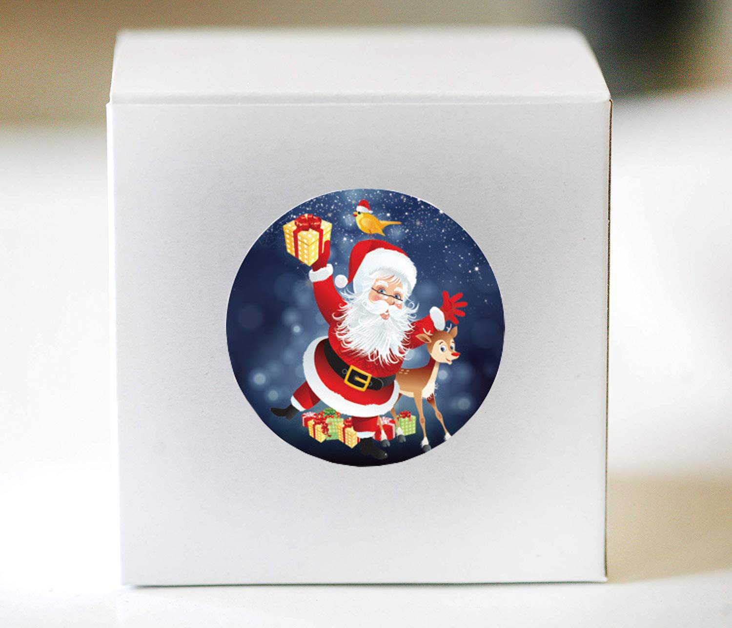 500pcs Christmas Stickers Roll - 1.5" Santa Claus Elk Merry Christmas Round Labels for Envelopes Gift Bags Wrapping Holiday Decoration (A)