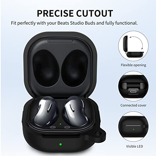 CACOE Silicone Case for Samsung Galaxy Buds 2 Pro (2022)/ Samsung Galaxy Buds Pro (2021)/Galaxy Buds 2/Galaxy Buds Live(2020,Funny Cute Protective Earbuds Case Cover with Keychain (Black)