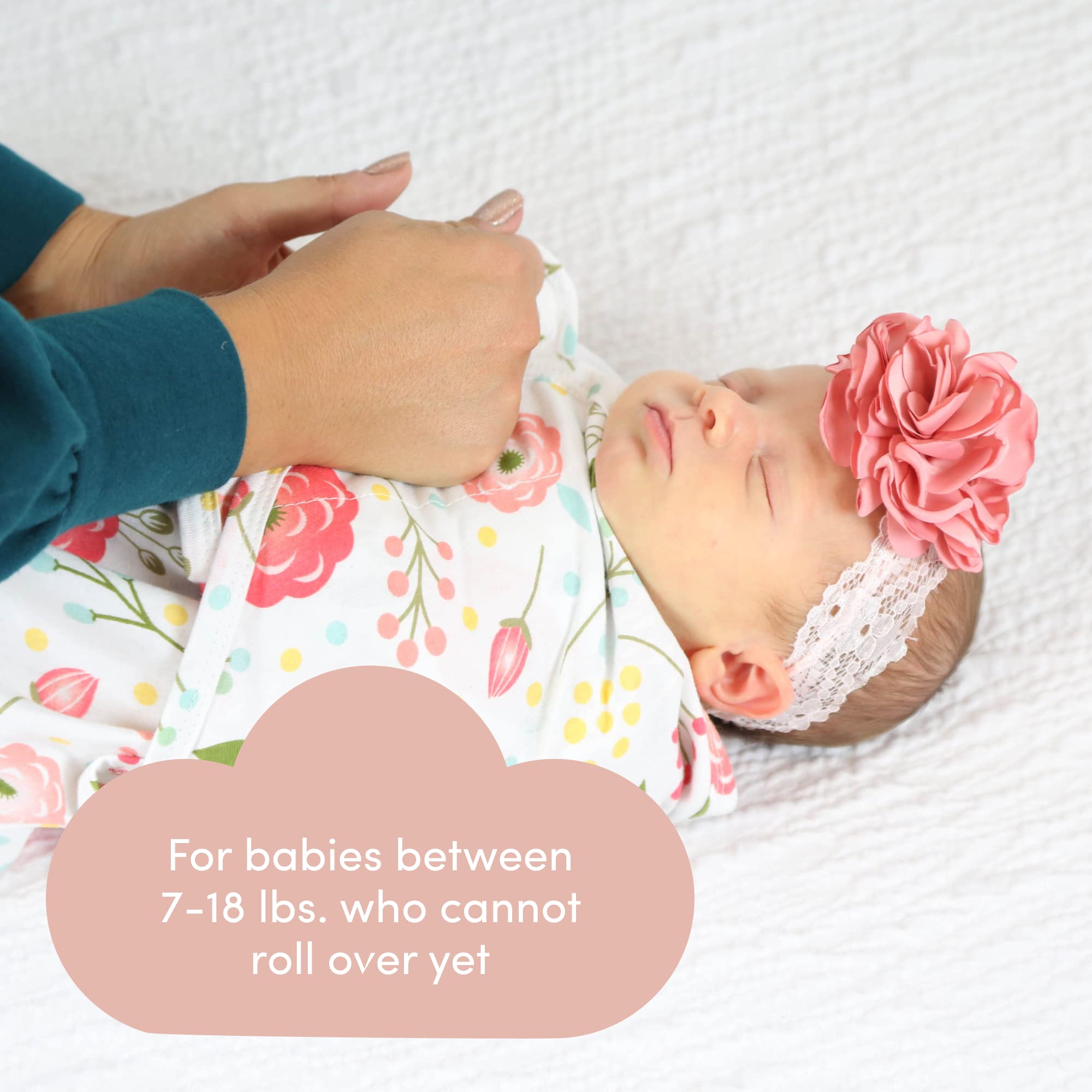SleepingBaby Zippy Swaddle - Baby Swaddle Blanket with Convenient Bottom Zipper - Pink Poppy - Small/Medium