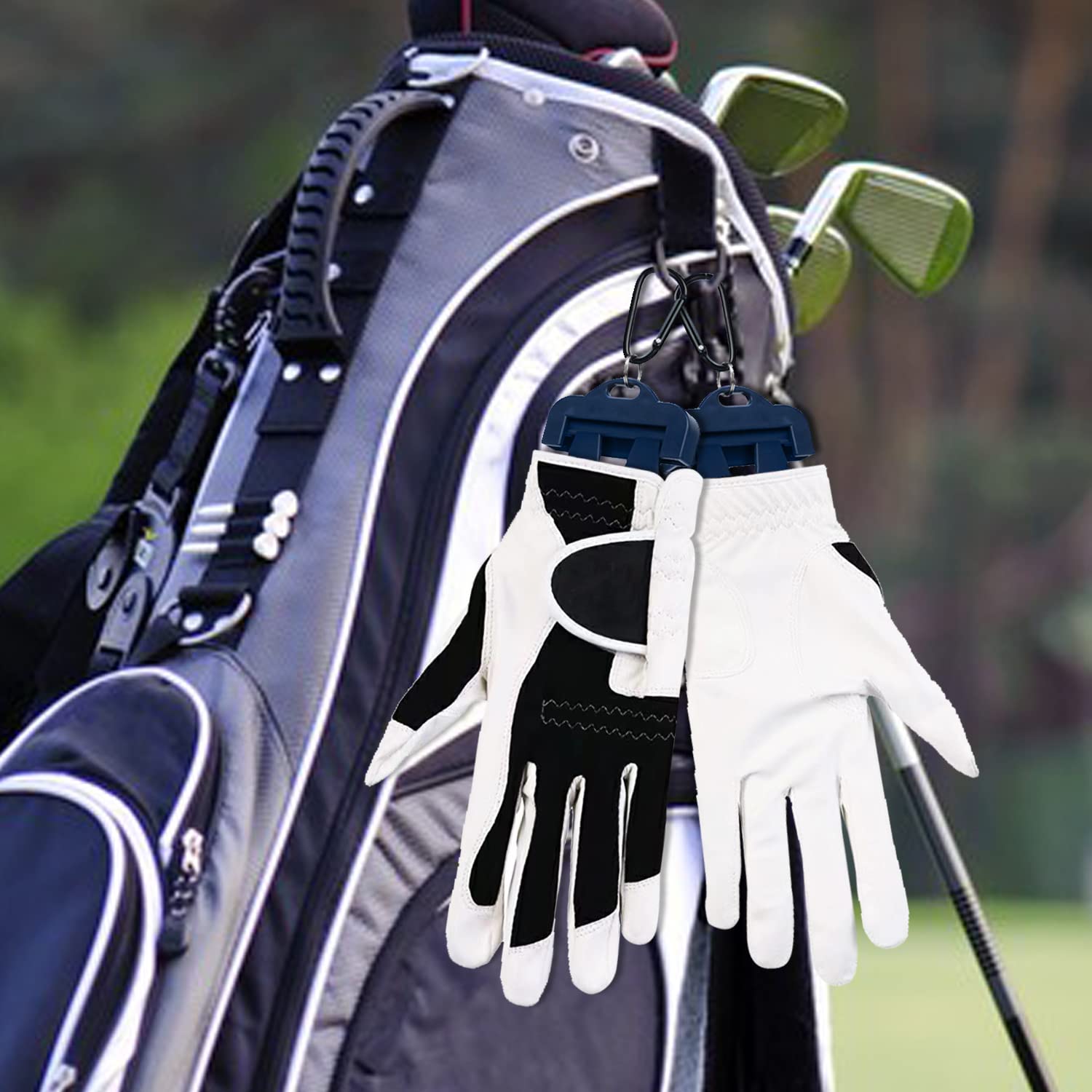 ACCTOLF Golf Glove Holder, 2PCS Golf Gloves Stretcher with Hook to Bag Gifts, Durable Sport Gloves Hanger Hanger Dryer Support Frame Tool Accessories