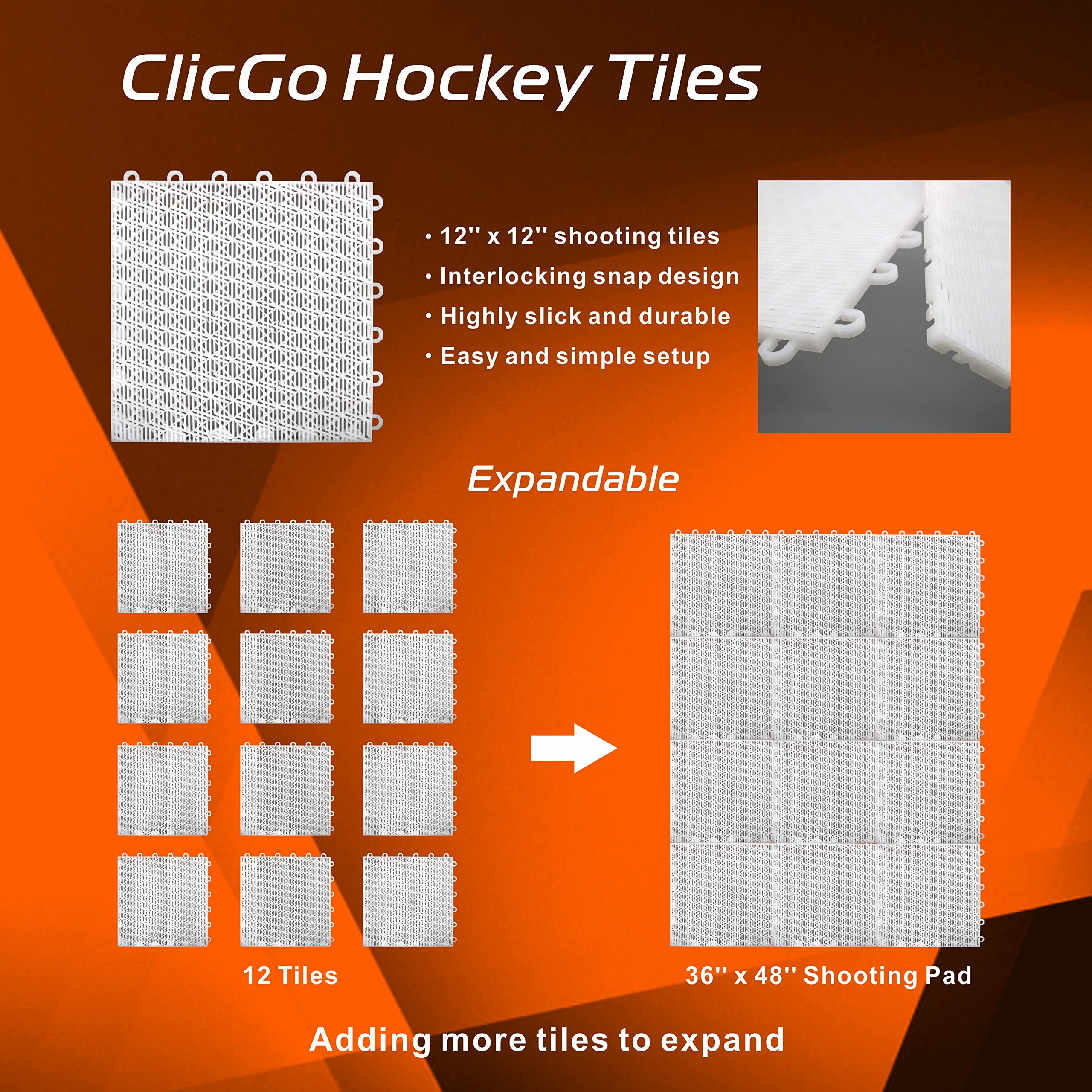 ACCUFLI Hockey Dryland Flooring Tiles 12 Tiles Pack – Slick Inter-Lockable Surfaces for Hockey Training