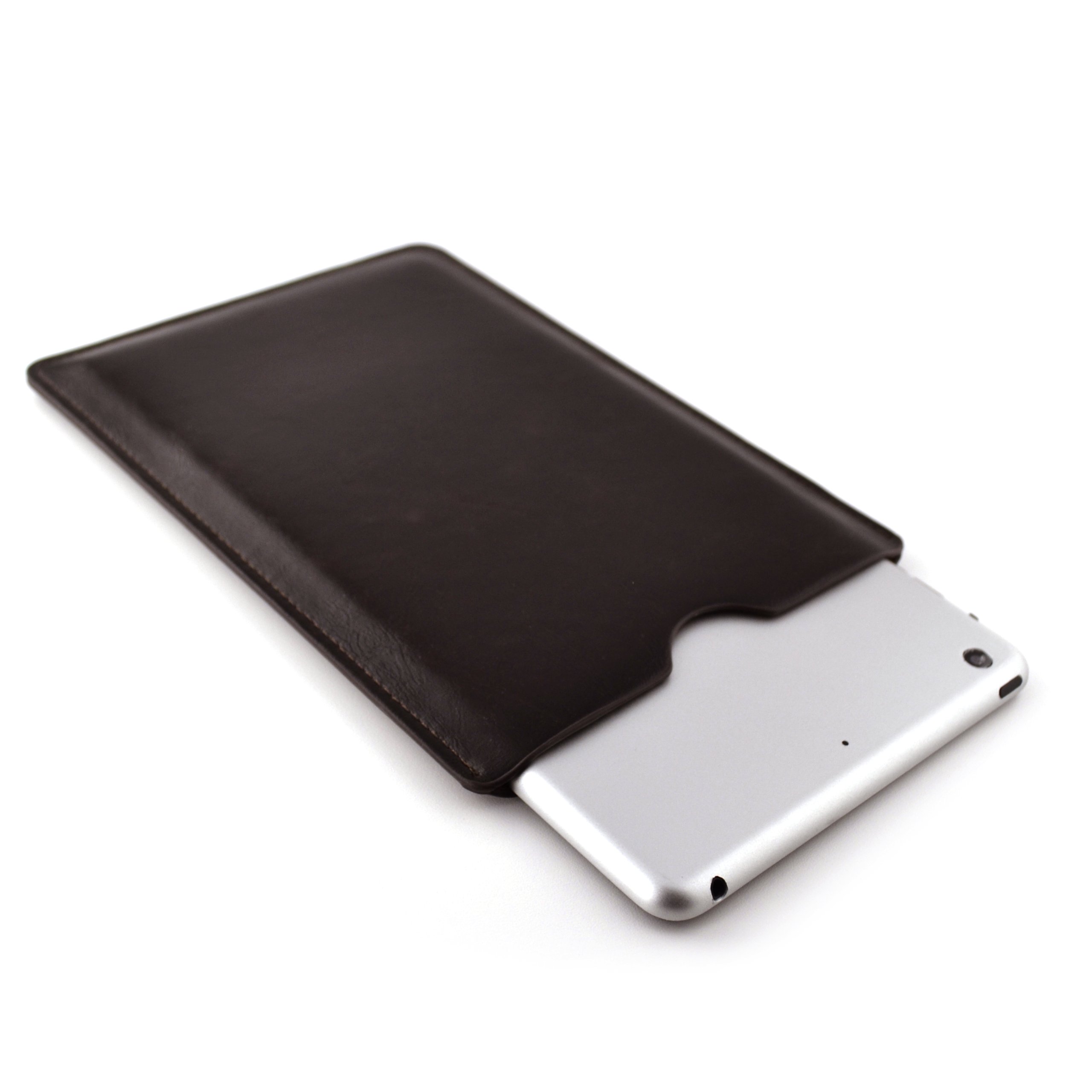 Dockem Executive Sleeve for iPad Mini 6, 5, 4, 3, 2, 1: Premium Synthetic Leather Tablet Case: Slim, Microfiber Lined, Professional, Protective Cover (Dark Brown)