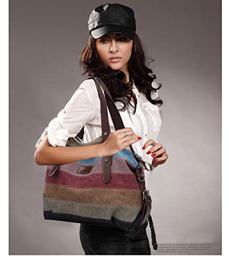 Canvas Shoulder Bags for Womens Multi-Color Purse Casual Messenger Bags Shopping Tote Handbags