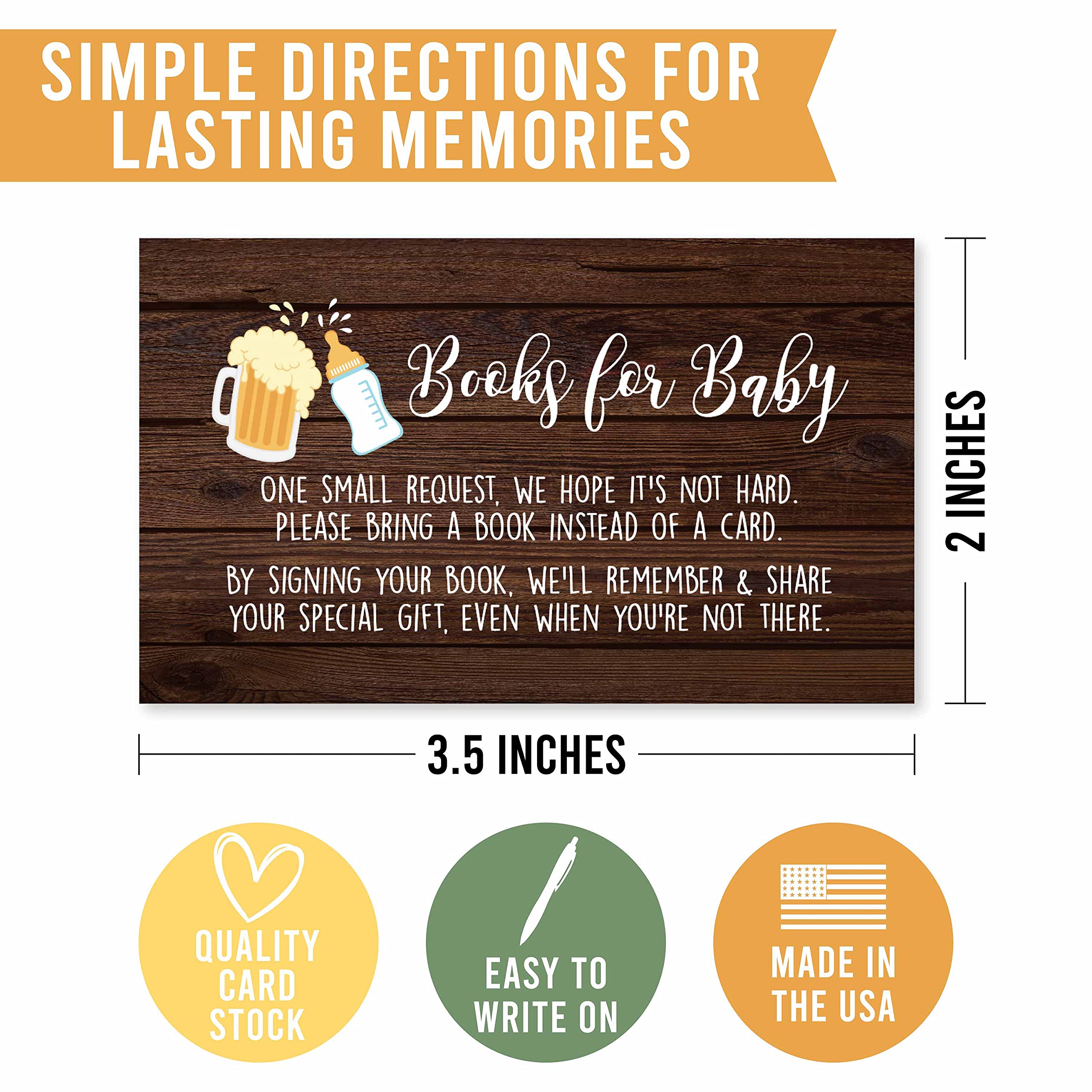 Hadley Designs - Books for Baby Shower Request Cards - Bring A Book Instead of A Card - 25 Pieces