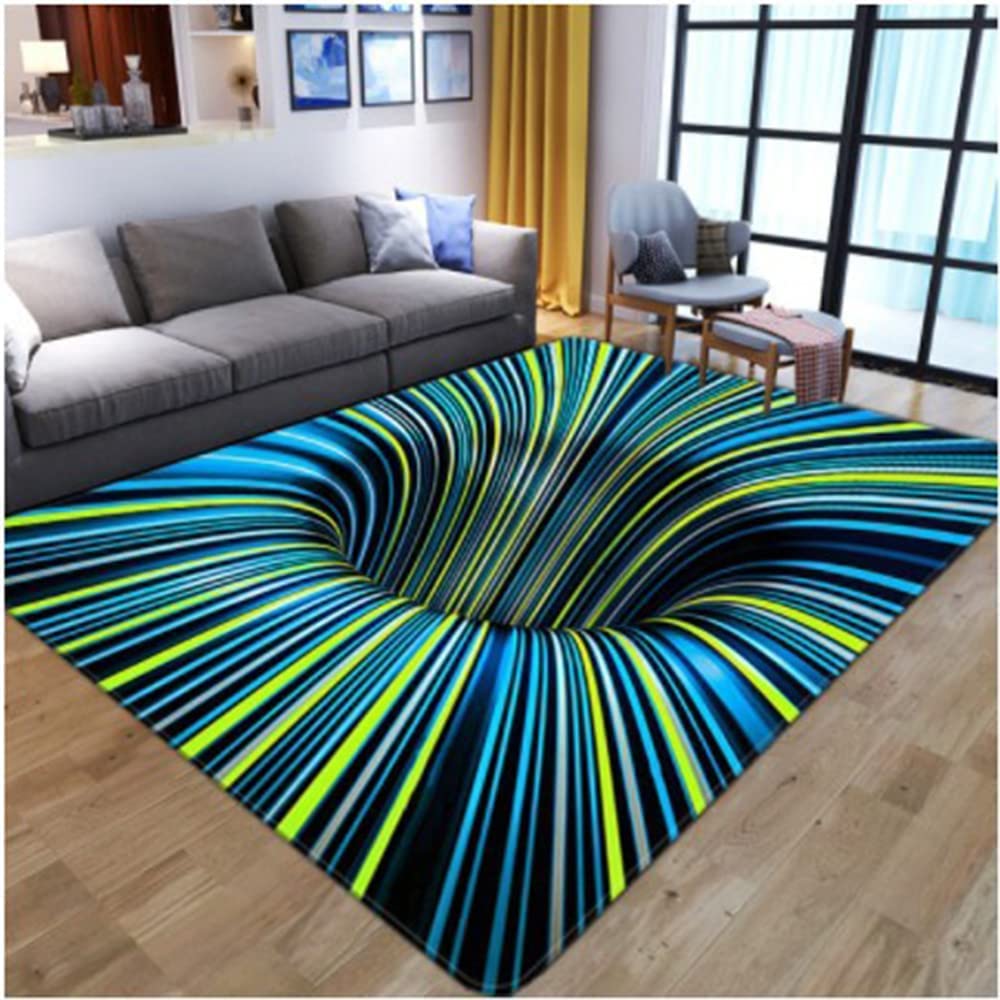 CORYUEE 3D Optical Illusion Rug Colorful Vortex Trippy Realistic Area Rugs for Living Room Bedroom Floor Mats 47 in x 24 in