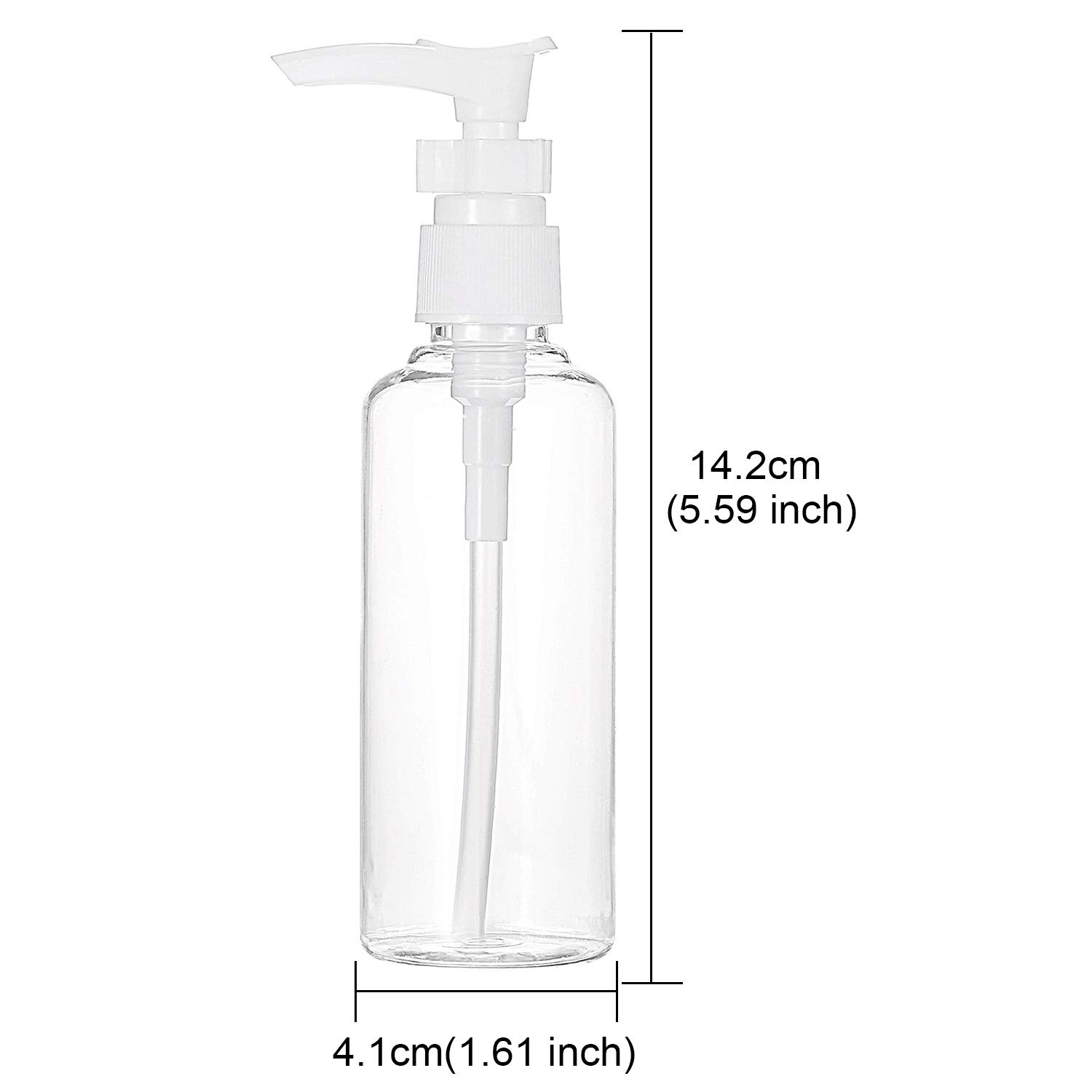 TecUnite 6 Pack Small Pump Bottles Clear Travel Bottle Plastic Empty Spray Dispenser Hand Lotion Sanitizer Refillable Accessories Set with Small Funnel for Flight, Airport, Holiday(100 ml,White)