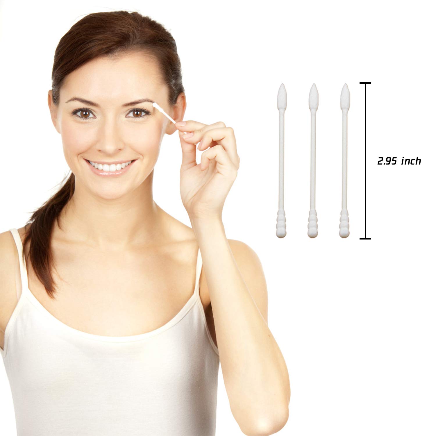 800pcs Cotton Swabs, Double Tipped Cotton Buds with Paper Stick, 4 Packs of 200 Pieces, Pointed Shape