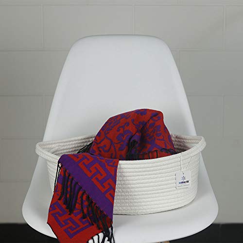 ICEBLUE 13.8''X9.8''X6.3'' Handle Design Cotton Rope Storage Organizer Nursery Baby Toys Storage (Medium)